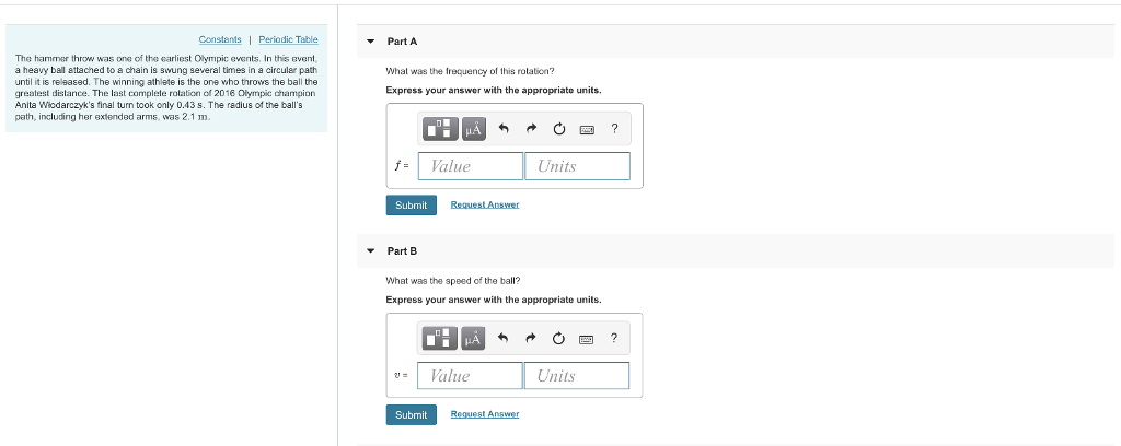 Solved Constants | Periodic Table Part A The hammer throw | Chegg.com