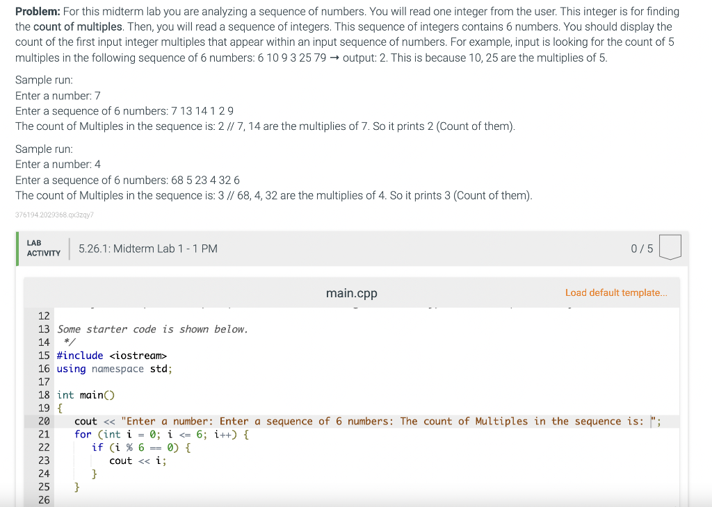 Solved Problem: For this midterm lab you are analyzing a | Chegg.com