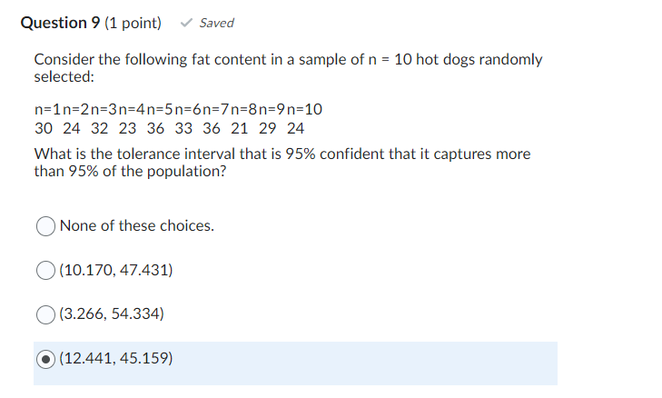 Solved Consider the following fat content in a sample of | Chegg.com