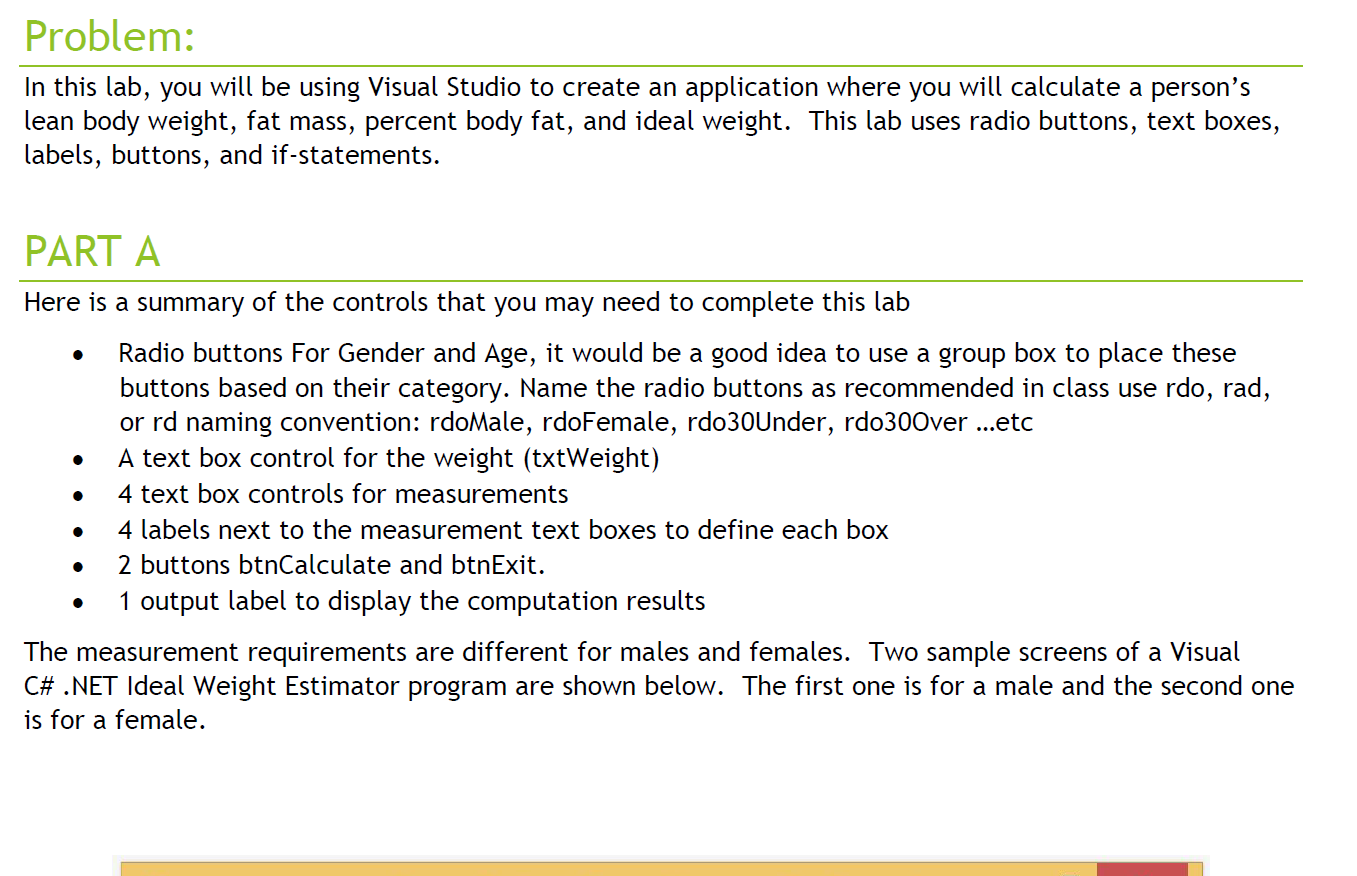 In This Lab You Will Be Using Visual Studio To Chegg