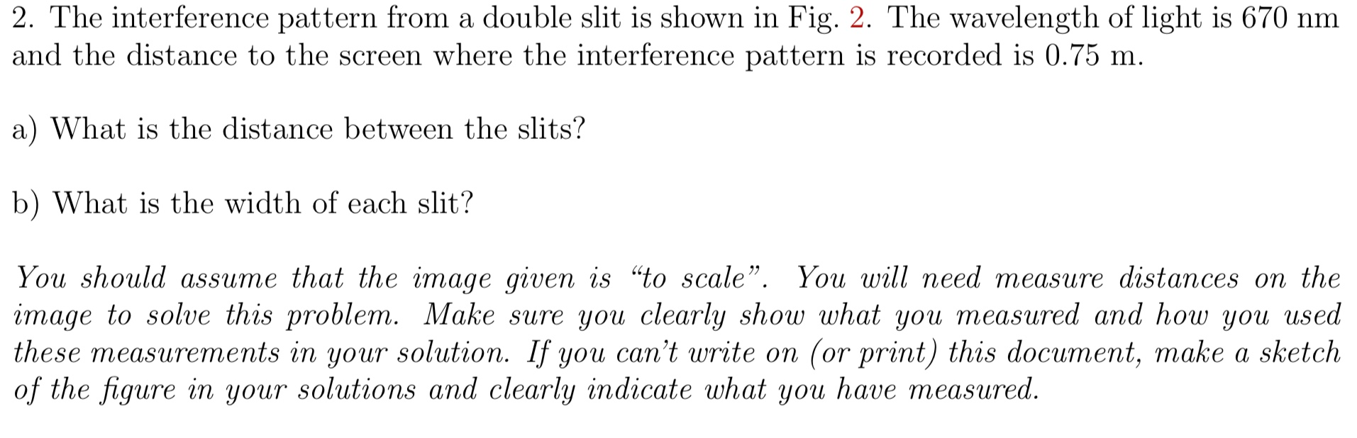 Solved 2. The interference pattern from a double slit is | Chegg.com