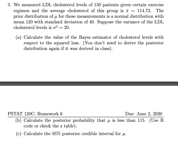 5. We measured LDL cholesterol levels of 150 patients | Chegg.com