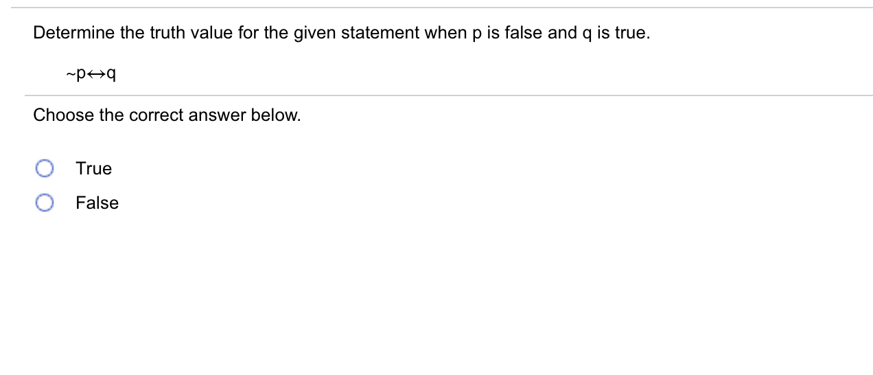 Solved Determine the truth value for the given statement | Chegg.com