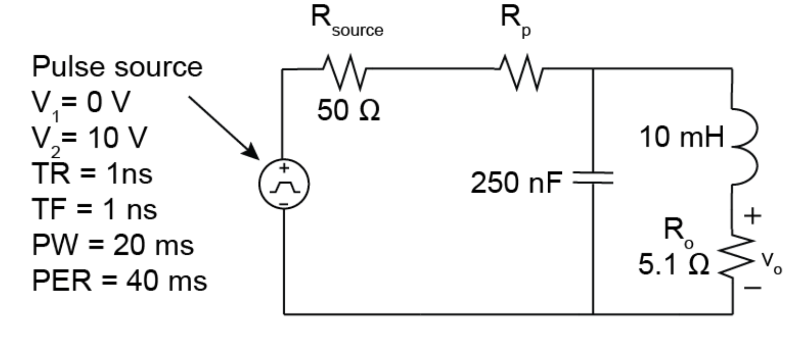 R. source R р W 50 22 w 10 mH Pulse source V, = 0 V V | Chegg.com