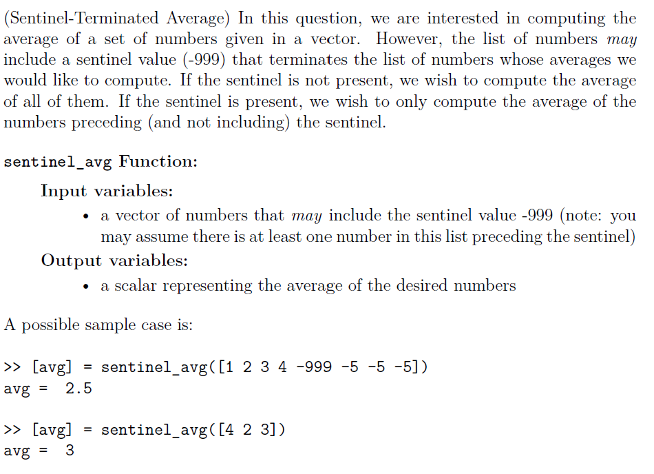 Solved (Sentinel-Terminated Average) In this question, we | Chegg.com