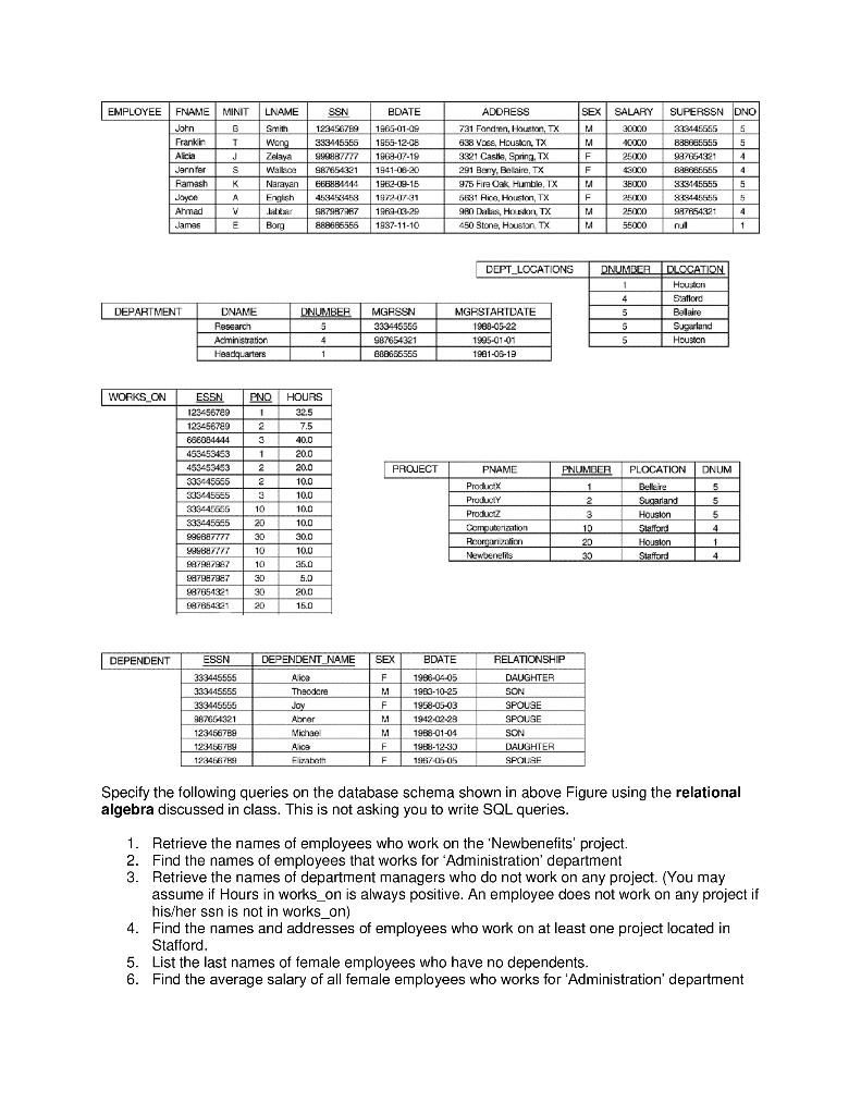 Solved EMPLOYEE FNAME MINIT SSN SUPERSSN DNO 5 John Frankin | Chegg.com
