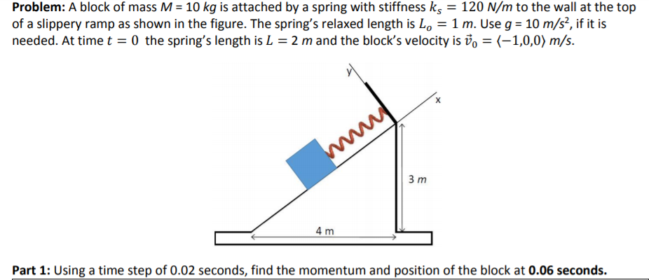 Solved : A block of mass M = 10 kg is attached by a spring | Chegg.com