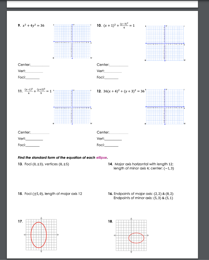 Solved Conics Test REVIEW Name: Hour: Pre-Calculus Find the | Chegg.com