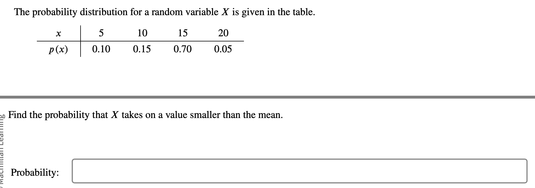 Solved The probability distribution for a random variable X | Chegg.com