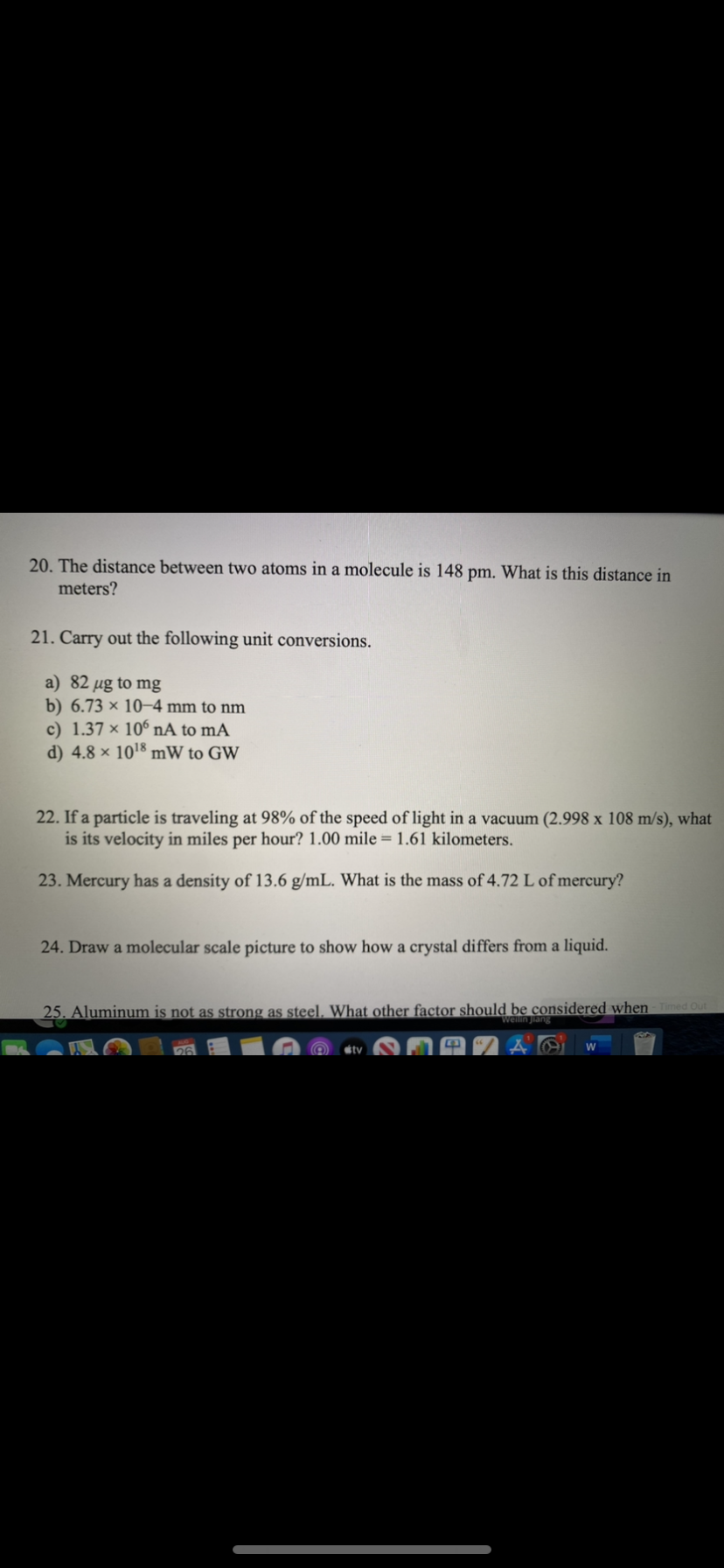 Solved 20. The distance between two atoms in a molecule is | Chegg.com