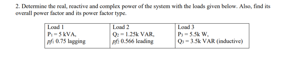 Solved 2. Determine the real, reactive and complex power of | Chegg.com