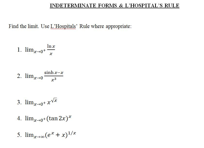 Solved INDETERMINATE FORMS &「HOSPITAL'S RULE Find the limit. | Chegg.com