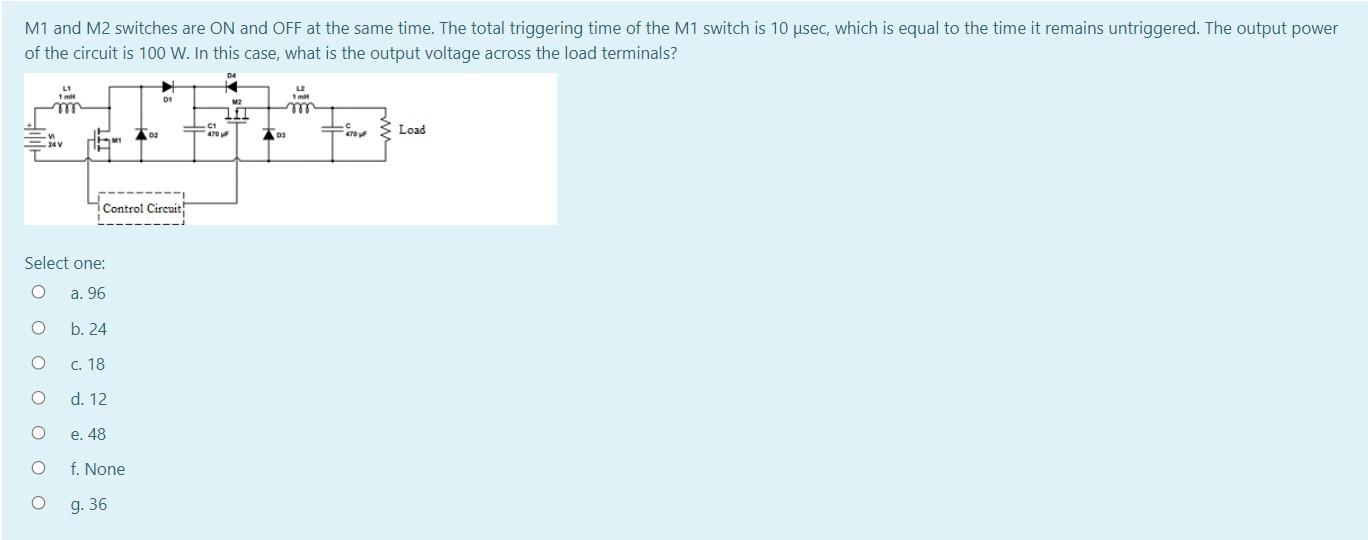 Solved M1 and M2 switches are ON and OFF at the same time. | Chegg.com