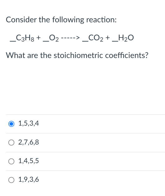 Solved Consider the following reaction: −C3H8+O2−⋯,CO2+−H2O | Chegg.com