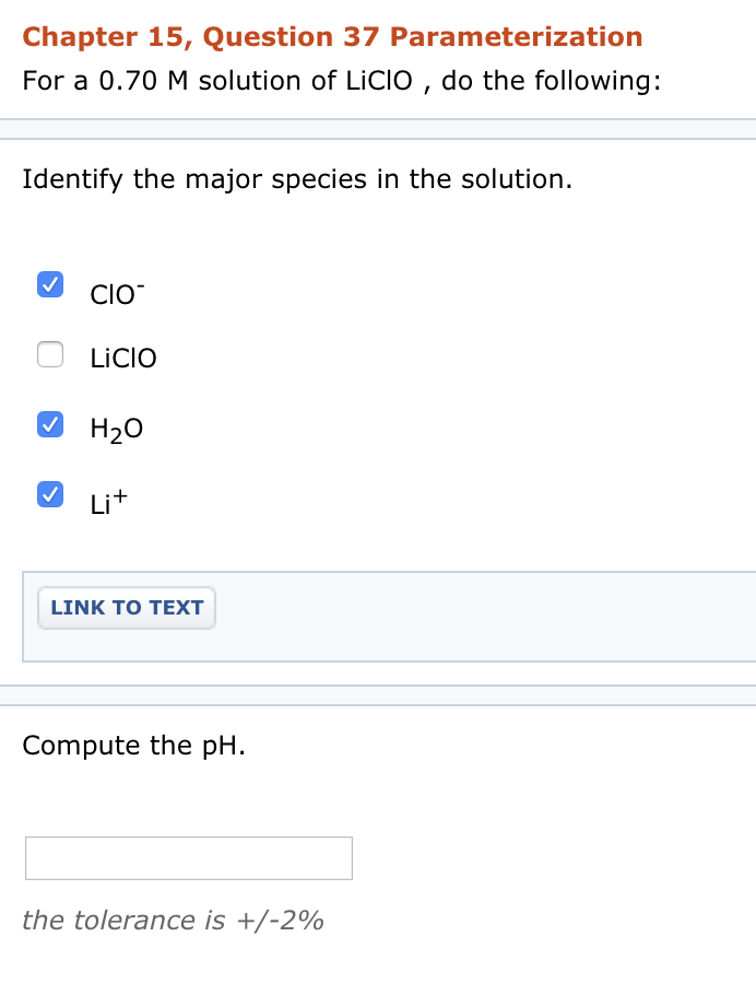 Solved Chapter 15, Question 37 Parameterization For a 0.70 M | Chegg.com