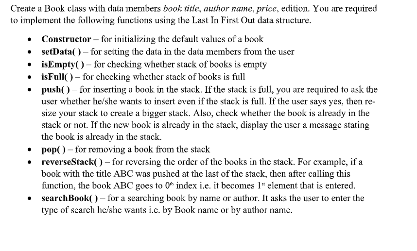 Solved Create a Book class with data members book title, | Chegg.com