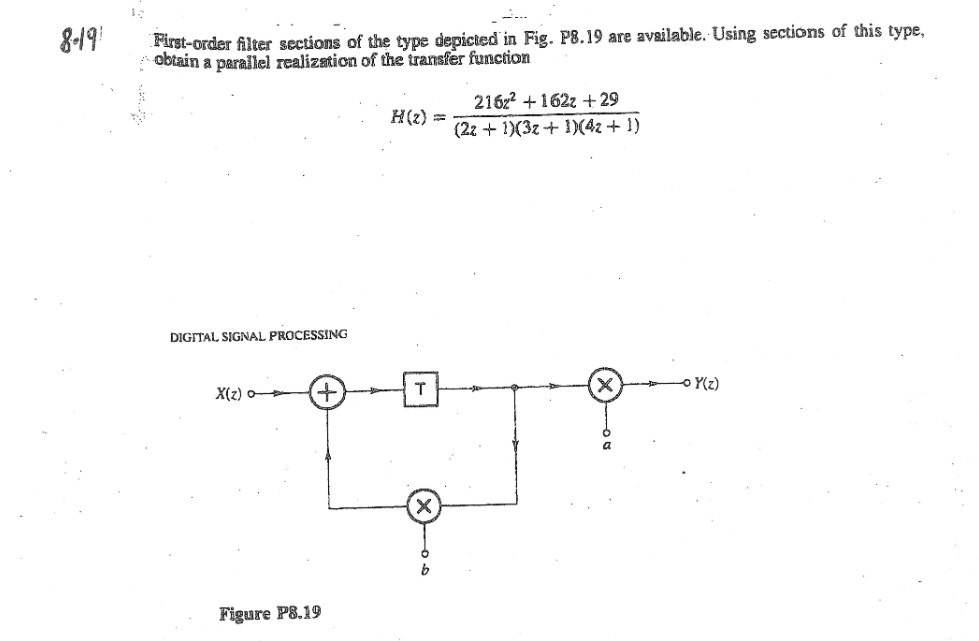 Solved 8-19 First-order filter sections of the type depicted | Chegg.com