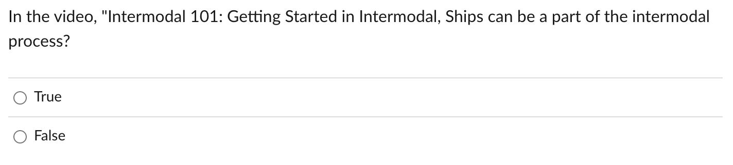 Solved In the video, "Intermodal 101: Getting Started in | Chegg.com