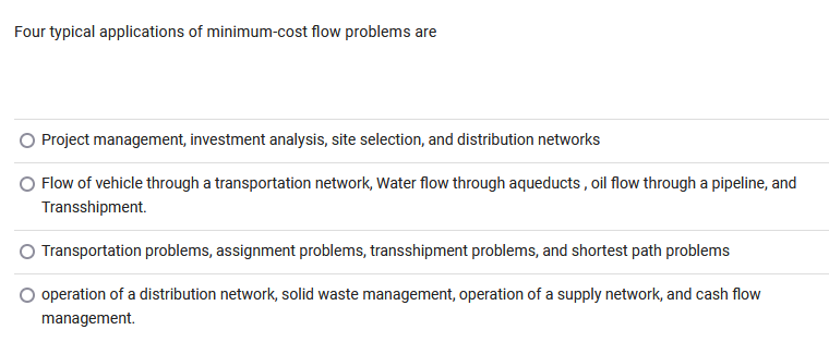 Solved Four typical applications of minimum-cost flow | Chegg.com