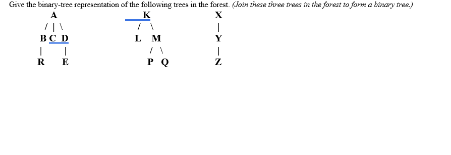 Solved Give the binary-tree representation of the following | Chegg.com