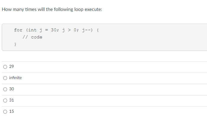 Solved How many times will the following loop execute: for | Chegg.com