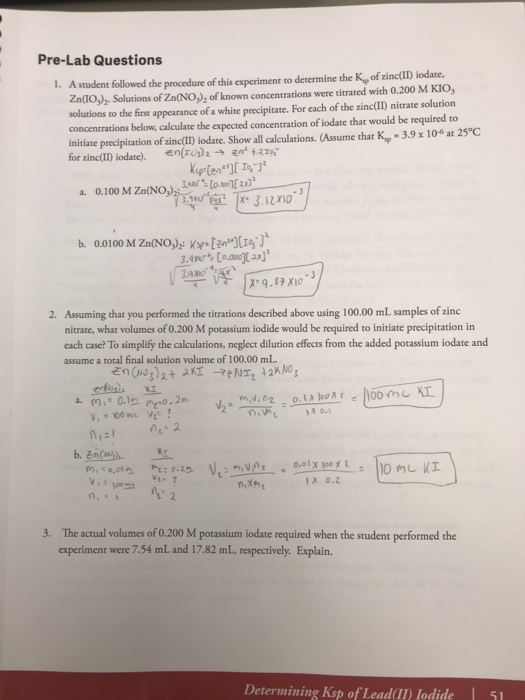 Solved Pre-Lab Questions A studen followedhoeperiment to | Chegg.com