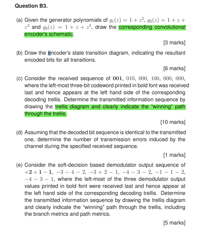 (a) Given the generator polynomials of | Chegg.com