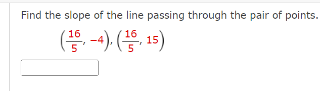 Solved Find the slope of the line passing through the pair | Chegg.com
