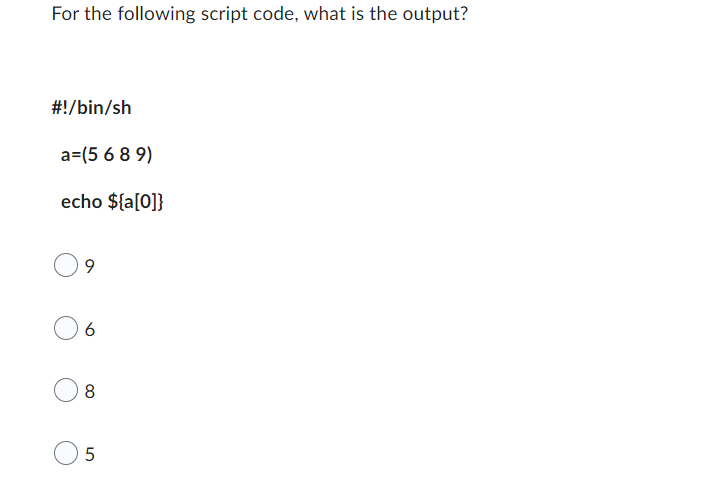 Solved For the following script code, what is the output? | Chegg.com