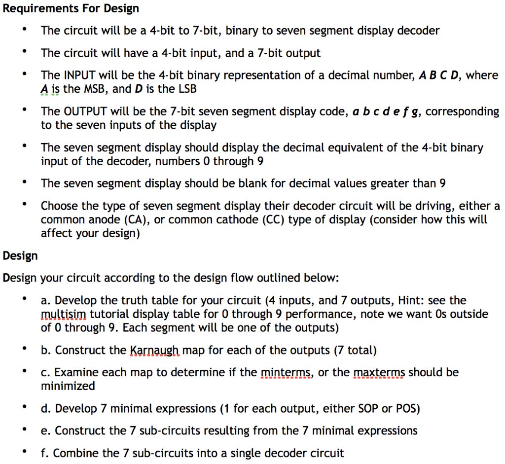 Solved . Requirements For Design The circuit will be a 4-bit | Chegg.com