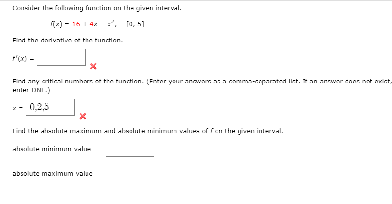 Solved Consider the following function on the given | Chegg.com
