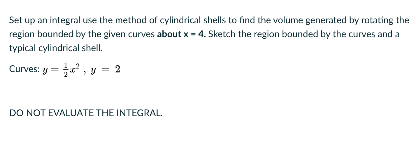 Solved Set up an integral use the method of cylindrical | Chegg.com