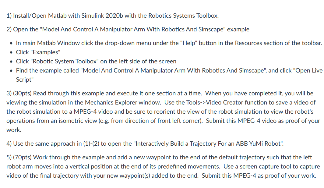 1) Install/Open Matlab with Simulink 2020b with the | Chegg.com