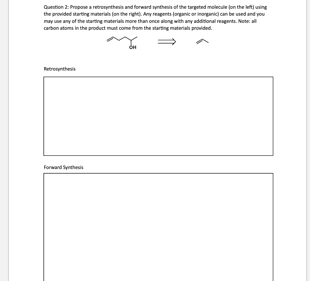 Solved Question 2: Propose a retrosynthesis and forward | Chegg.com