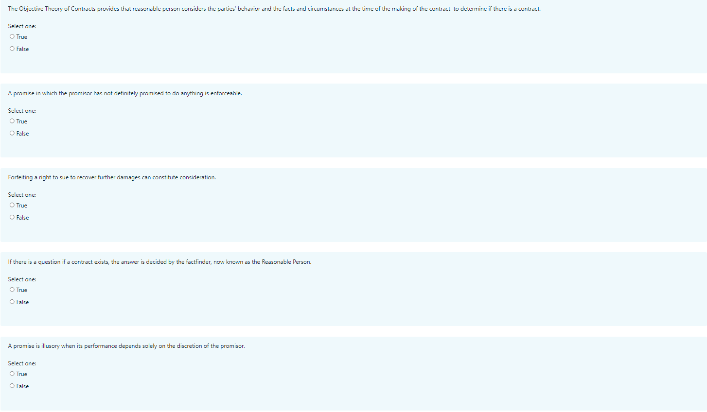 Solved The Objective Theory of Contracts provides that | Chegg.com