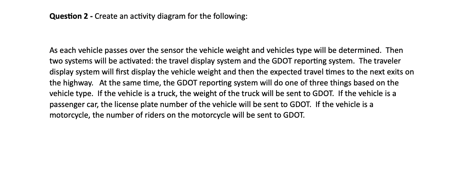 Solved Create An Activity Diagram Please Be Sure To Use A 9587