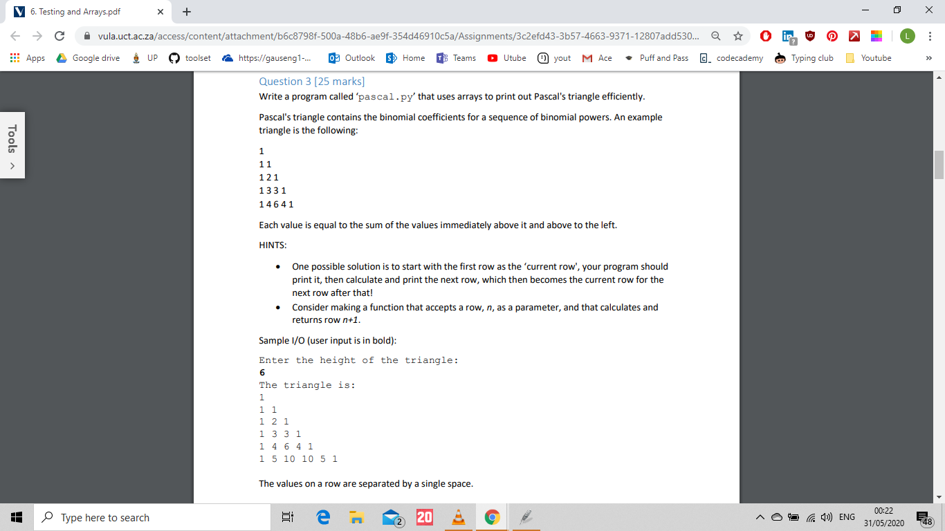 Solved V 6. Testing and Arrays.pdf + → C | Chegg.com