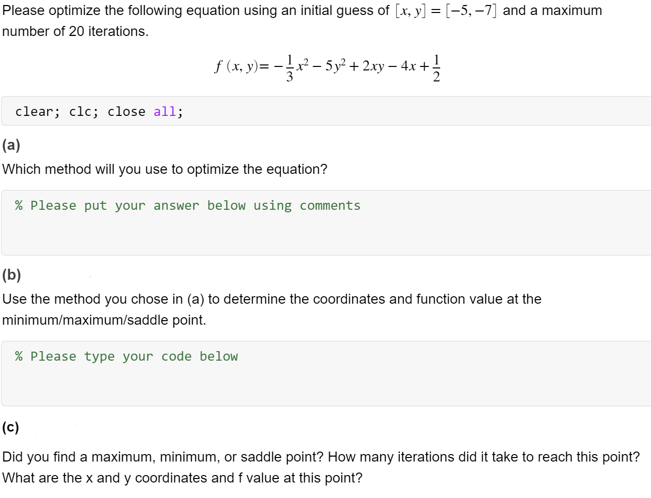 Please optimize the following equation using an | Chegg.com