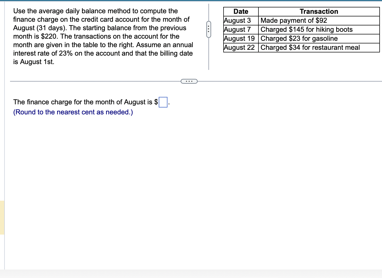 Use the average daily balance method to compute the | Chegg.com