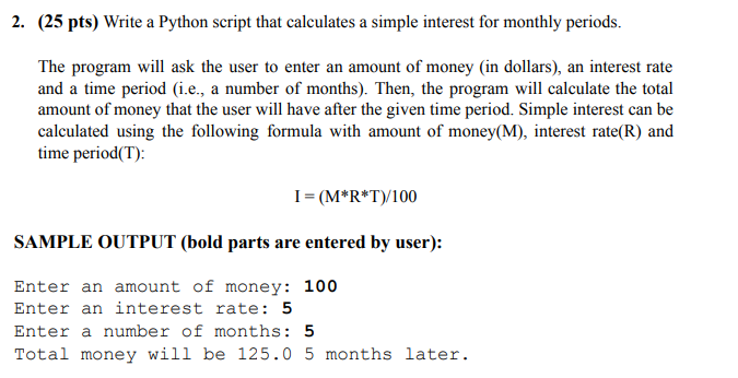 Solved 2 25 Pts Write A Python Script That Calculates A 
