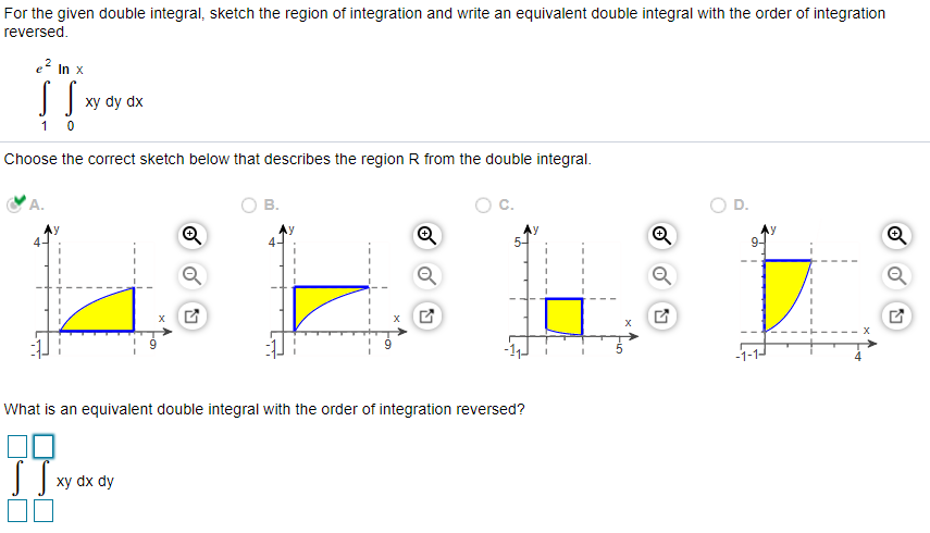 Solved For the given double integral, sketch the region of | Chegg.com