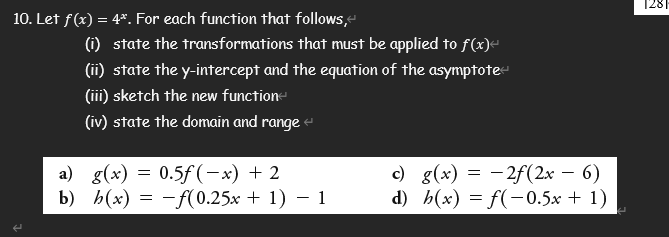 Solved Det f(x)=4x. For each function that follows, (i) | Chegg.com