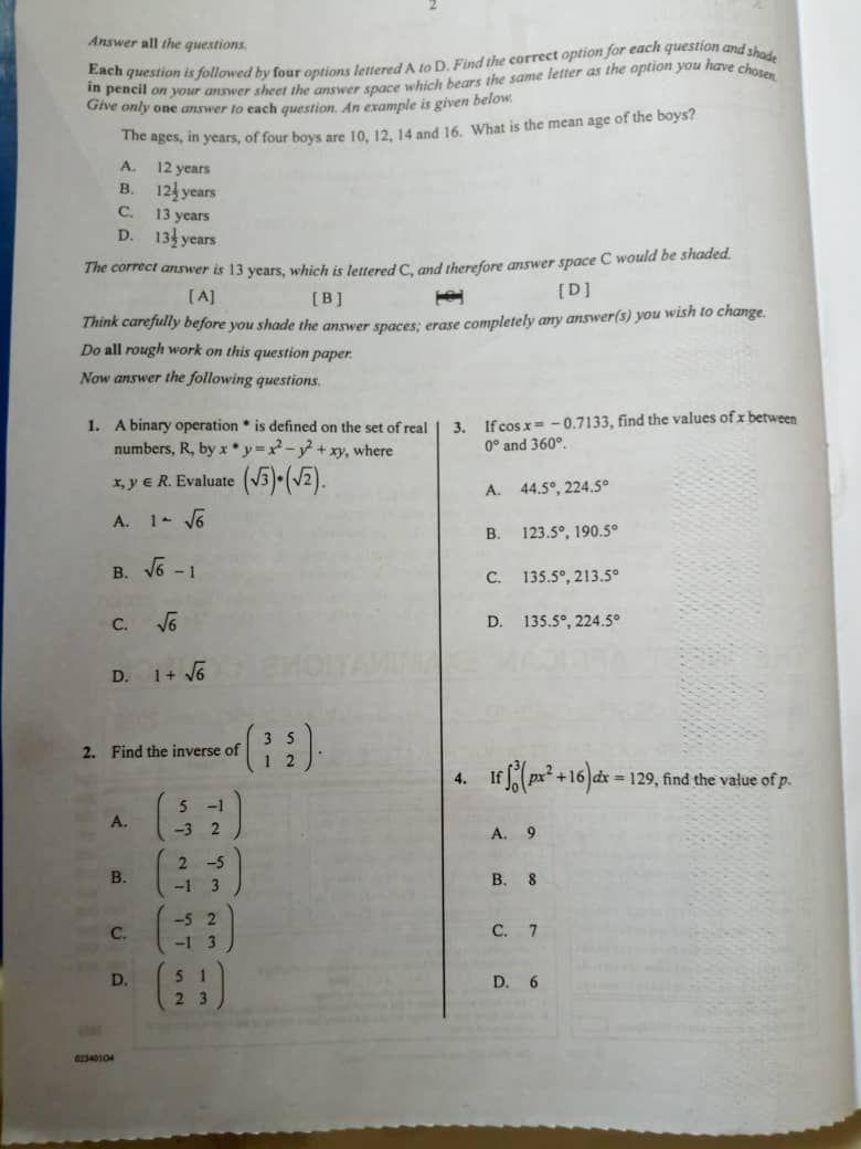 Solved in pencil on your answer sheet the answer space which | Chegg.com