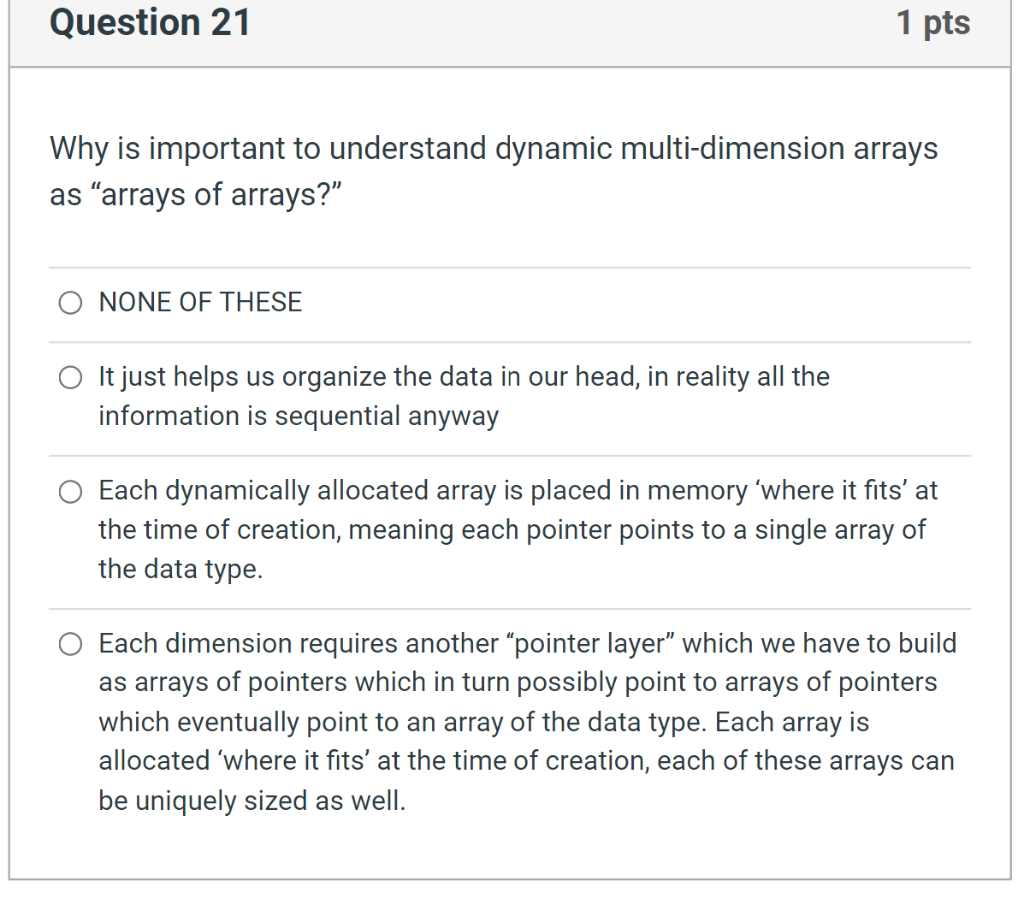 Solved Question 23 1 pts Structs can only be allocated to | Chegg.com