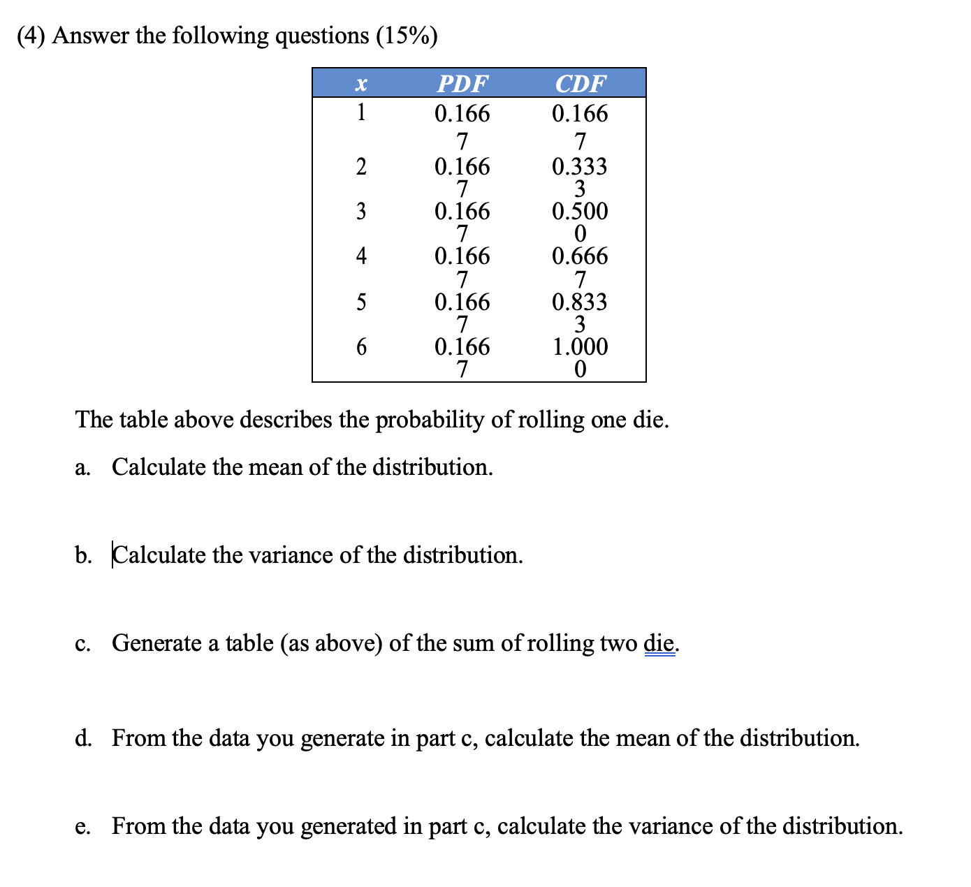 Solved (4) Answer the following questions (15\%) The table | Chegg.com
