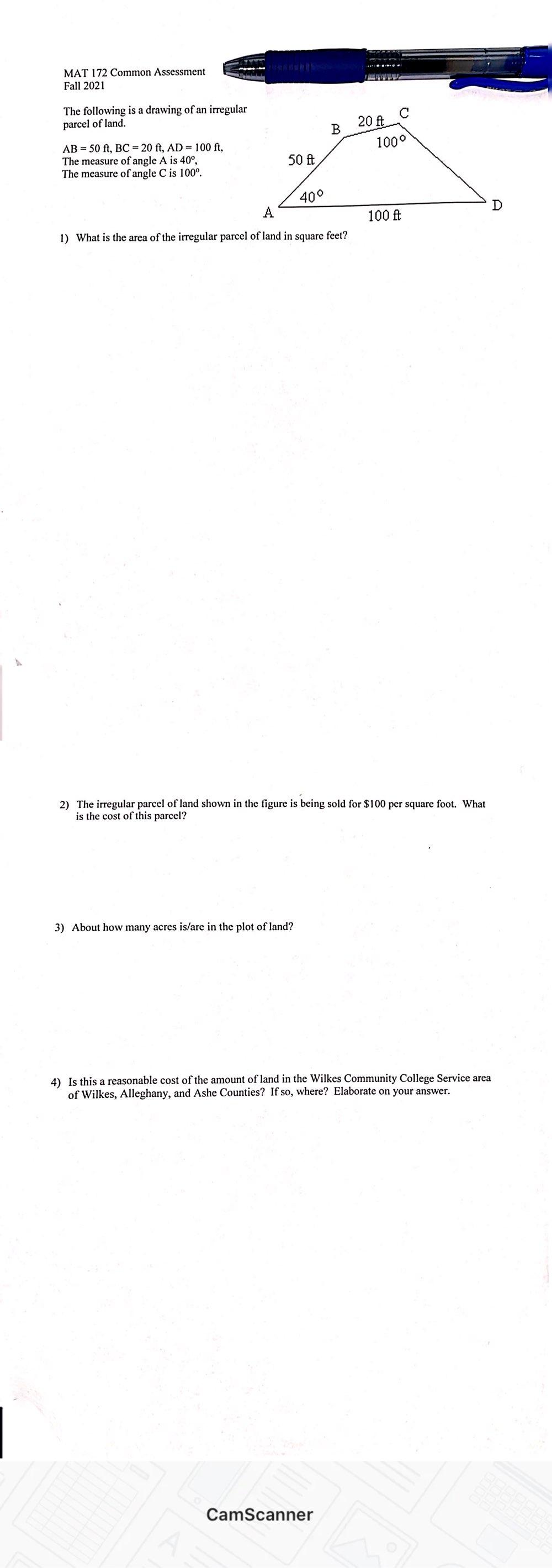 Solved Fall 2021 The following is a drawing of an irregular | Chegg.com