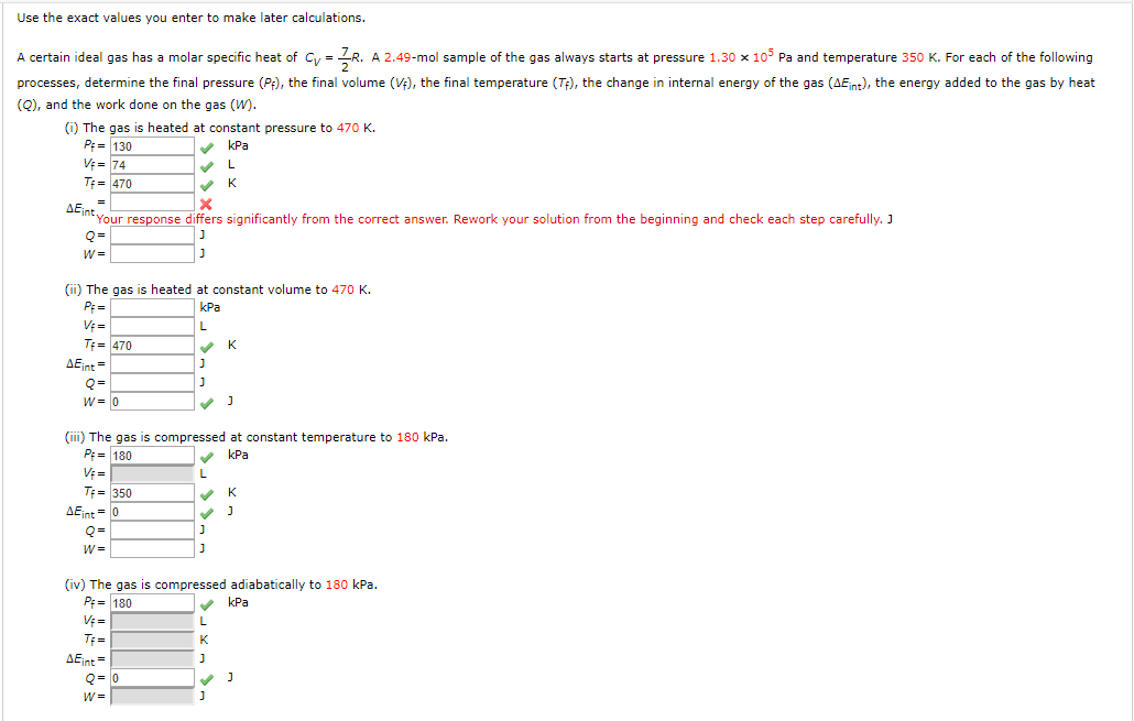 Solved Use the exact values you enter to make later | Chegg.com