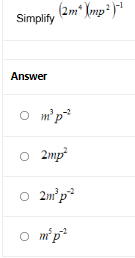 Solved (2m* mpa) Simplify Answer mp? 2mp 2mp o mp? | Chegg.com