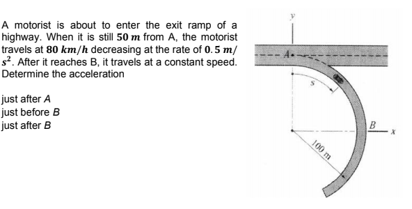Solved A motorist is about to enter the exit ramp of a | Chegg.com