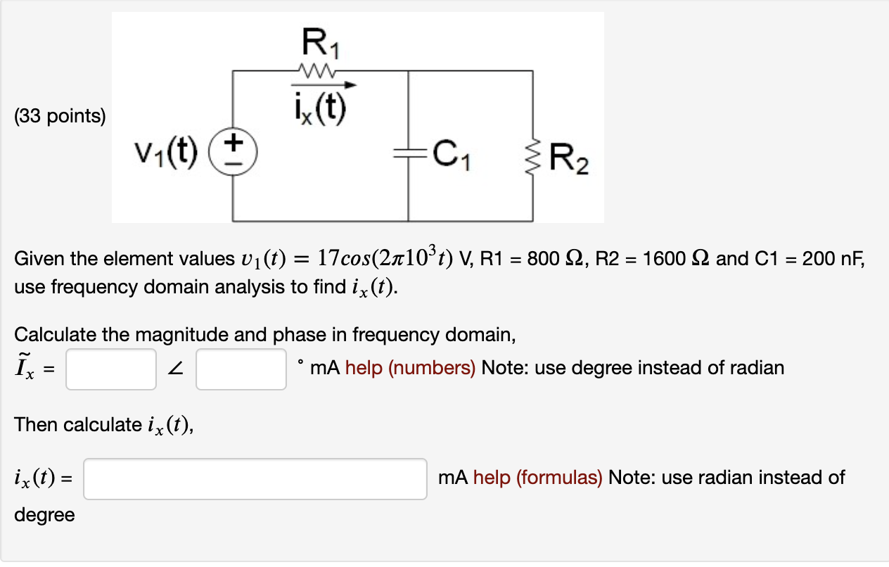 Solved (33 points) Given the element values | Chegg.com